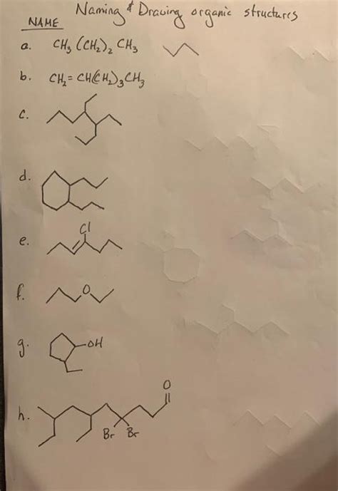 Solved NAME Naming Drawing organic structures CH₂ CH₂ ₂ Chegg com