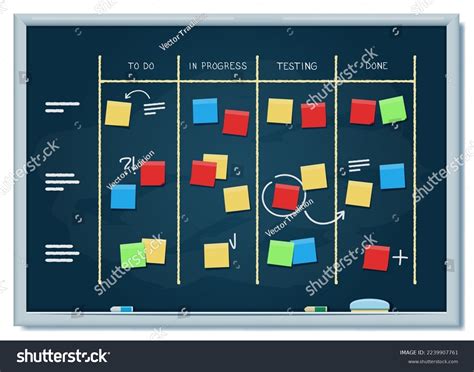 Scrum Management Board Project Process Sticky Note Planning Notes Vector Illustration Scrum