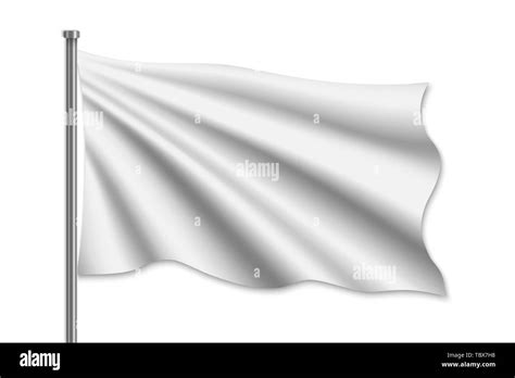 Waving Blank Flag On Flagpole Template For Poster Design Stock Vector