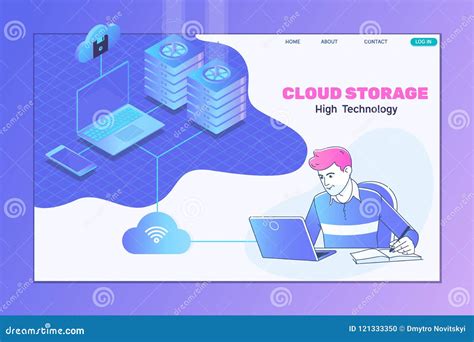 Isometric Cloud Computing Services And Technology Data Storage Device Media Server Stock Vector