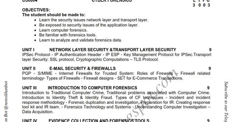 CS6004 Cyber Forensics Syllabus Semester VIII Elective IT BTECH Anna
