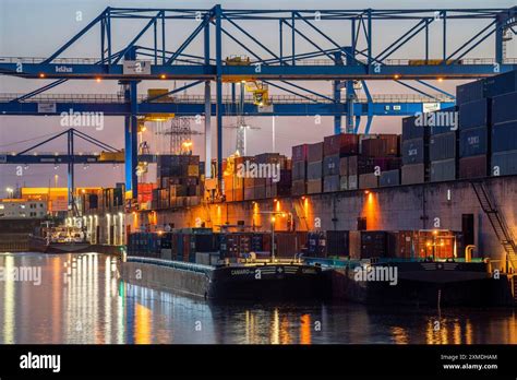 Port Basin Gantry Cranes In The Container Handling Centre Trimodal