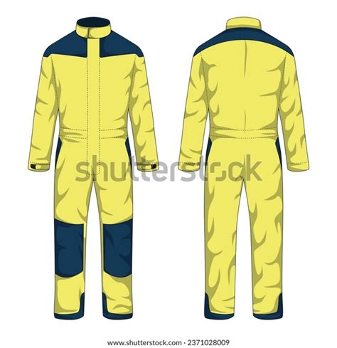 Coverall Workwear Mockup Front Back View Stock Vector Royalty Free