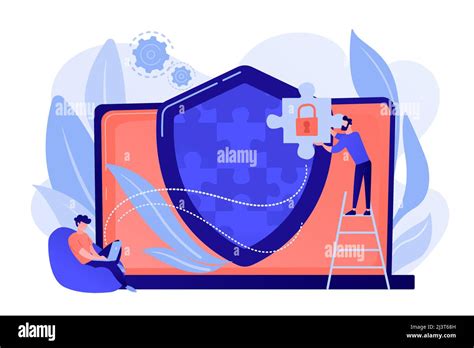 Programmer With Jigsaw Shield System Monitoring Network Traffic Firewall Network Security