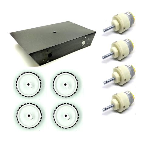 Invento 4 Wheel Car Kit Metal Chassis 260x130x45mm 10 Rpm Dc Motor