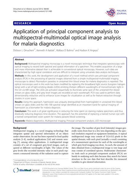PDF Application Of Principal Component Analysis To Multispectral Multimodal Optical Image