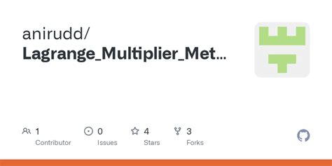 Github Aniruddlagrangemultipliermethod