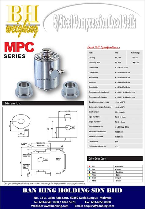 mpc series stainless steel compression load cells ban hing holding