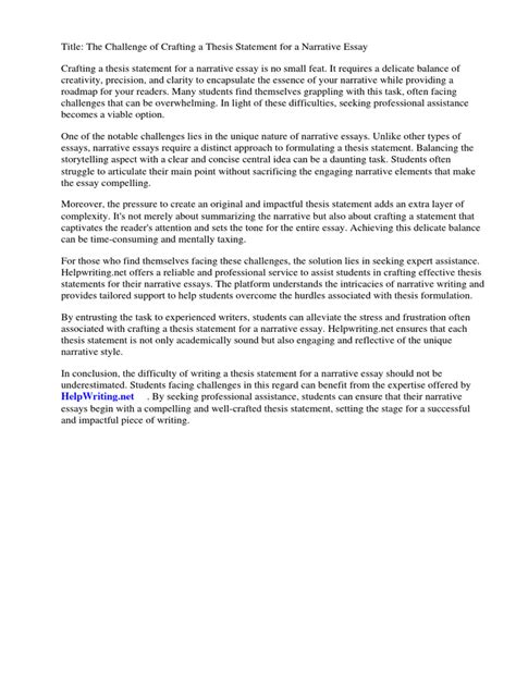 Thesis Statement Example For Narrative Essay Pdf Essays Narrative