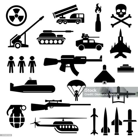 Collection Dicônes Vectorielles Militaires Et De Guerre Ensemble De
