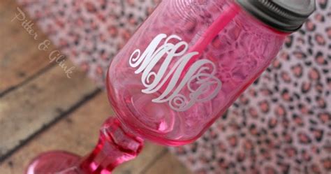 Pitterandglink Monogrammed Mason Jar Wine Glass