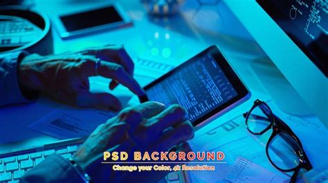 Premium Psd Hands Of Coder Typing Very Fast Blurred Motion