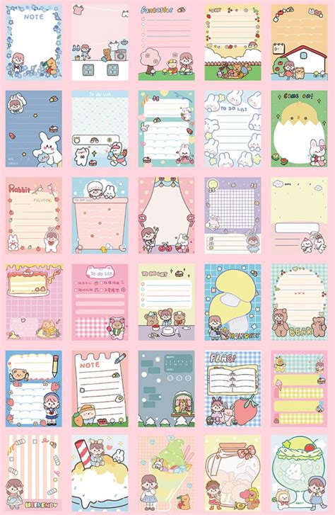 100张便签本不重复韩国ins创意可爱卡通少女无粘性便利贴学生用高颜值分装网红便签纸手帐素材纸手账diy图案 天猫 花瓣网