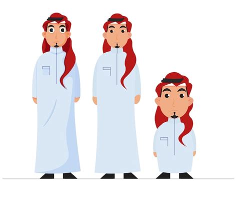 Premium Vector Arab Man In 3 Styles Cartoon Flat Chibi