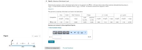 solved part c maximum distributed load determine the maximum