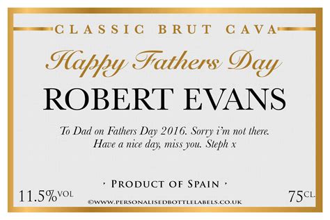 Personalised Fathers Day Cava Label Personalised Bottle Labels