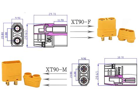 Amass XT90 Male Female Bullet Plug Connector Gold Plated XT 90 Banana
