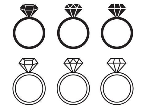 Diamond Engagement Ring Icon Set Ring With Gemstone Ring Diamond