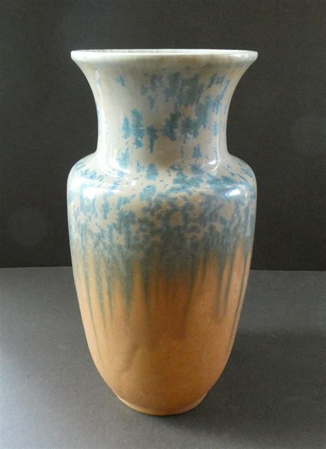 Lovely 1930s Ruskin Pottery Large Vase With Crystalline Glazes 9 34