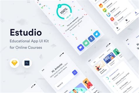 کیت Ui اپلیکیشن آموزشی نگارینو مارکتِ گرافیکِ دیجیتال