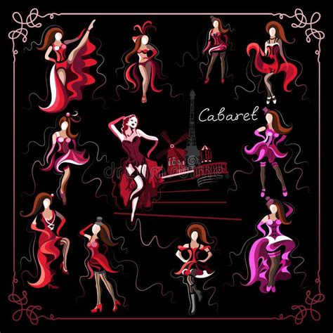 Graphical Illustration With The Cabaret Dancerset Stock Vector