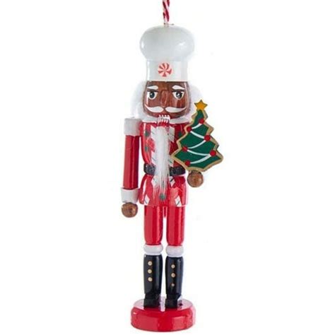 African American Chef With Tree Cookie Nutcracker Ornament