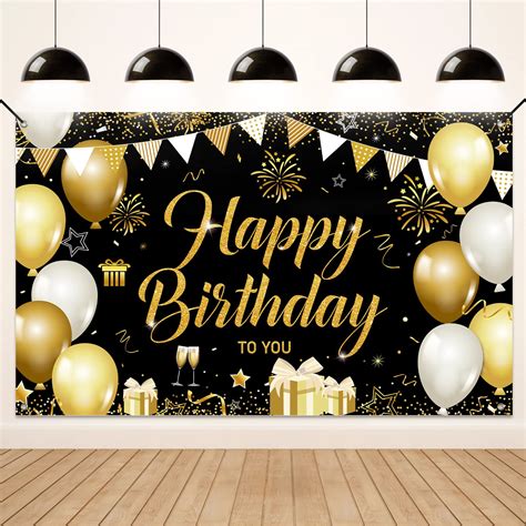 Buy Koliphy Happy Bithday Banner Decorations Black Gold Birthday