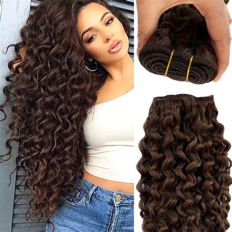 Curly Sew In Human Hair Extensions 120g 22” Brown Sew In