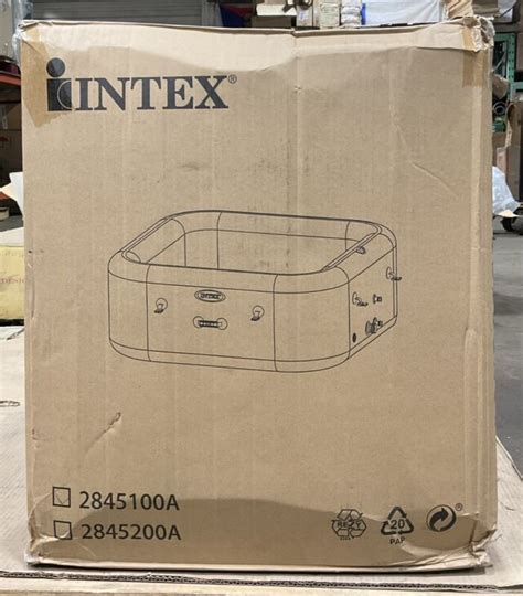 Intex Purespa Greywood Deluxe 6 Person Inflatable Hot Tub Wood Grain