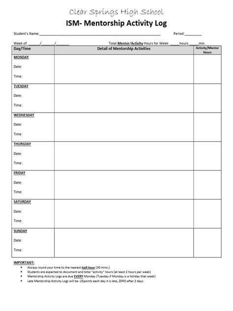 Activity Log Fillable Form 6 Pdf