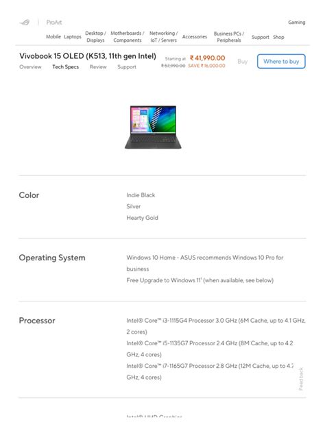 Vivobook 15 Oled K513 11th Gen Intel Laptops Asus India Tech