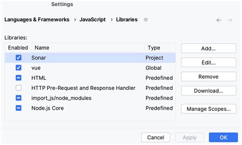 Configure Javascript Libraries Webstorm Documentation