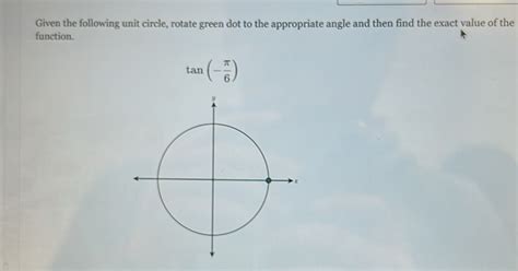 given the following unit circle rotate green dot to the appropriate
