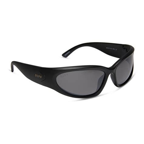 Side Out Wrap Sunglasses Matte Black And Grey Polarized Diff Sport