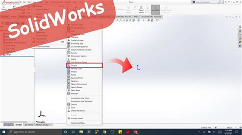 Solidworks 2 3 Origins To Hideshow The Origin Youtube