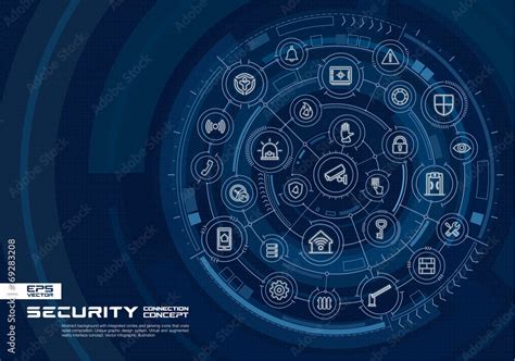 Abstract Security Access Control Background Digital Connect System With Integrated Circles