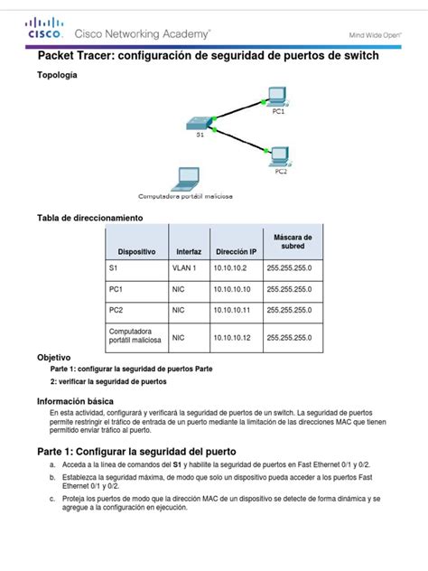 2249 Packet Tracer Configuring Switch Port Security Instructions Resuelto Pdf
