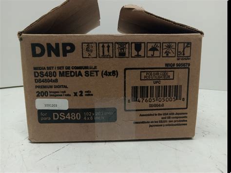 DNP DS480 4x8" Media Set for DS480 Printer Premium Digital 200 Images X ...
