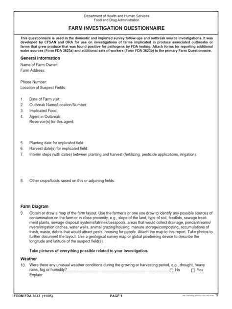 Fda Farm Investigation Questionnaire Pdf