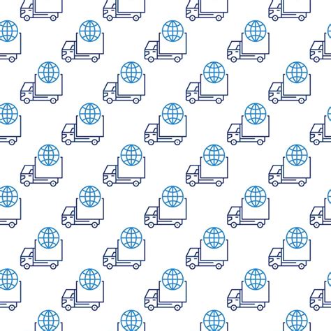 Premium Vector Earth Globe With Truck Vector Global Delivery Outline Seamless Pattern