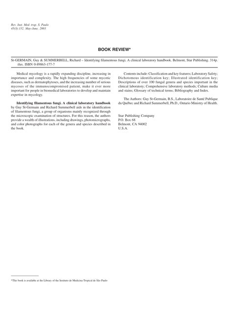 Pdf Identifying Filamentous Fungi A Clinical Laboratory Handbook