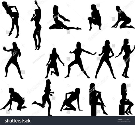 Illustration Sexy Woman Silhouettes เวกเตอร์สต็อก ปลอดค่าลิขสิทธิ์