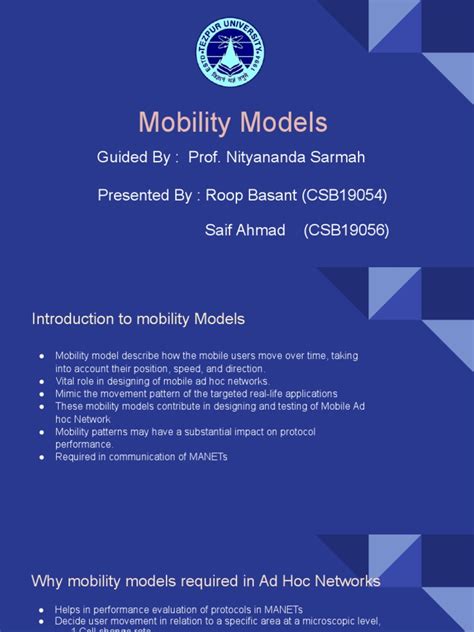 Mobility Model Slides Pdf Wireless Ad Hoc Network Applied Mathematics