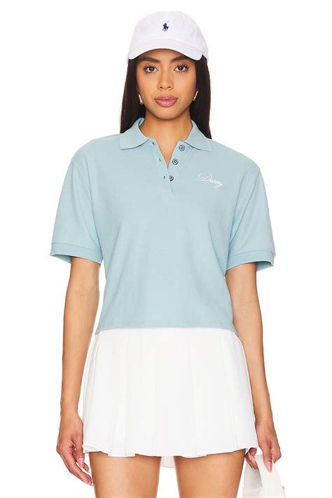 danzy cropped polo top in blue revolve
