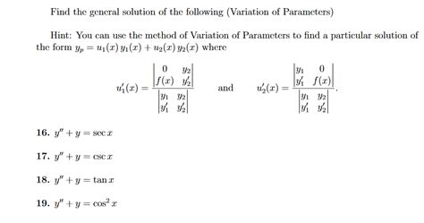 Solved Find The General Solution Of The Following Variation