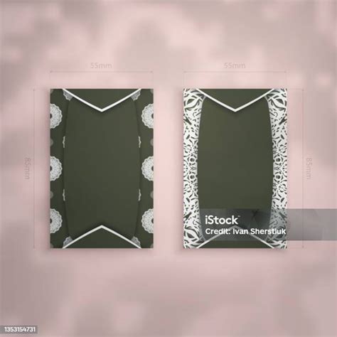 Template Kartu Nama Dalam Warna Hijau Gelap Dengan Pola Putih Mewah