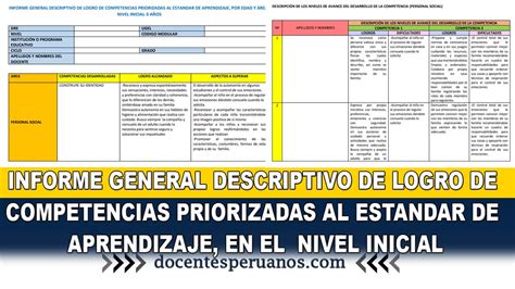 INFORME GENERAL DESCRIPTIVO DE LOGRO DE COMPETENCIAS PRIORIZADAS AL