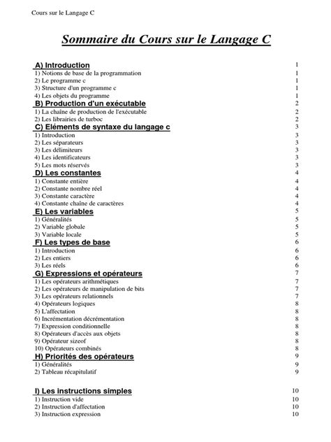 Cours Sur Le Langage Cpdf C Langage De Programmation Pointeur Programmation