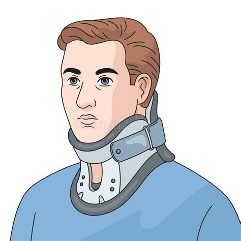Man With Cervical Collar Diagram Medical Science Stock Vector