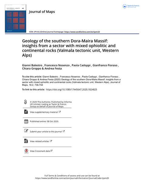 Geology Of The Southern Dora Maira Massif Insights From A Sector With